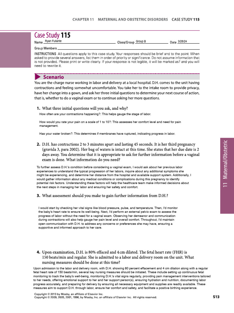 OB Case Study 115 | PDF | Childbirth | Postpartum Period