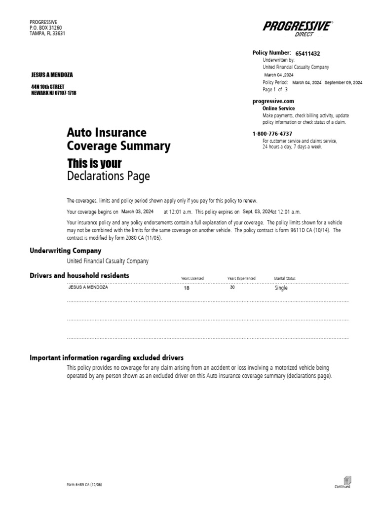 Progressive Insurance Card PDF | PDF | Insurance | Financial Services