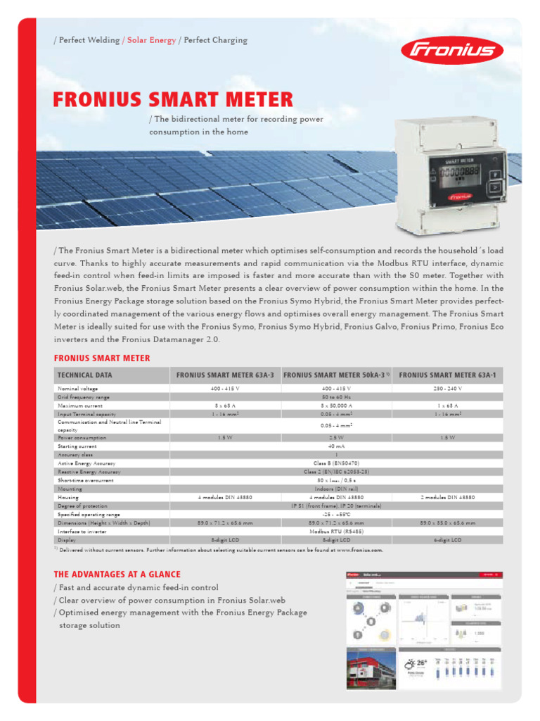 Fronius Smart Meter | PDF | Photovoltaics | Power (Physics)