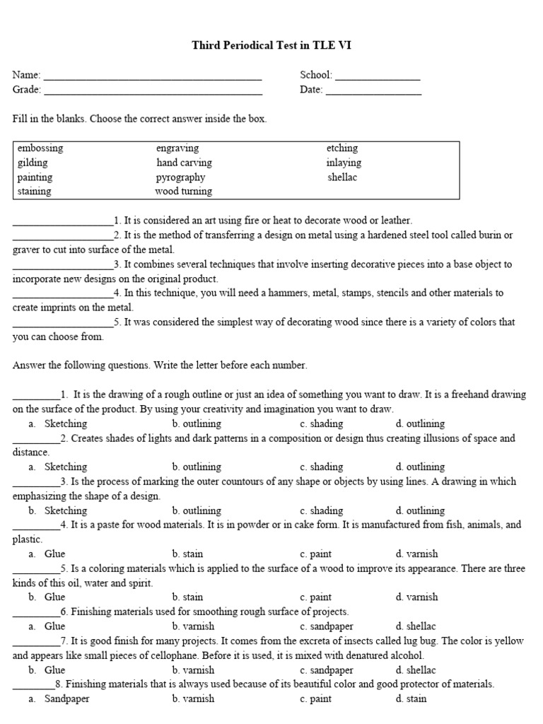 PT - Tle 6 - Q3 | PDF | Varnish | Drawing