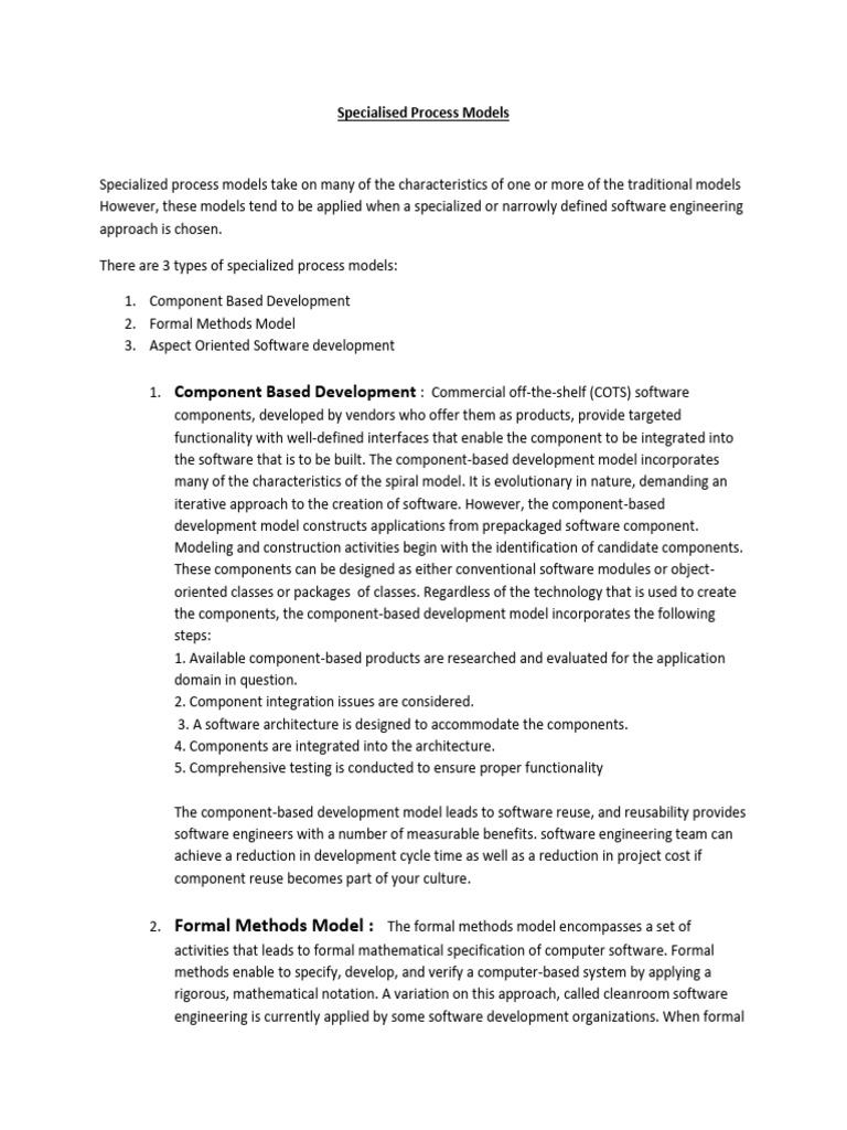 Specialised Process Models | PDF | Component Based Software Engineering | Software