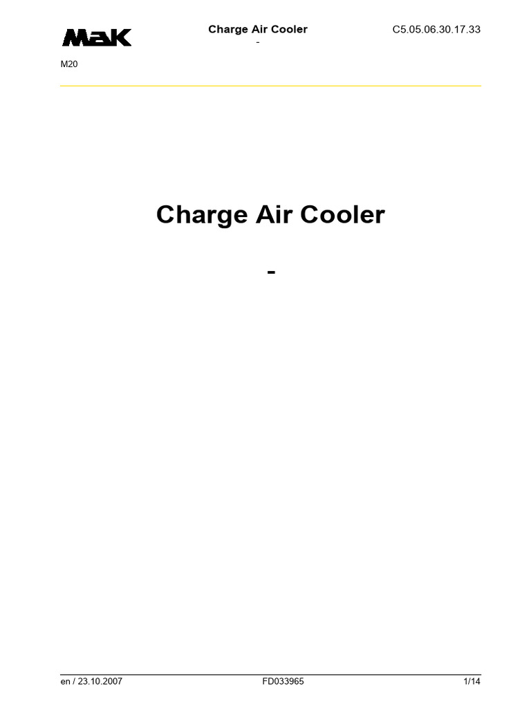 05 CHARGE AIR COOLER MaK - 9M20C | Download Free PDF | Pipe (Fluid ...