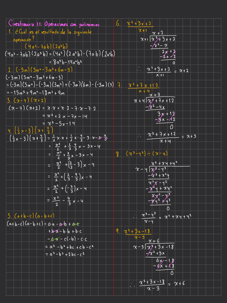 Ejercicios+de+Operaciones+Con+Polinomios | PDF