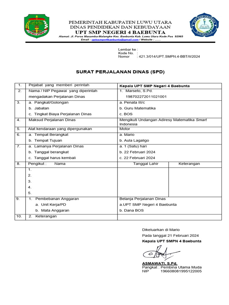SPPD Pak Marseto, S.pd. | PDF
