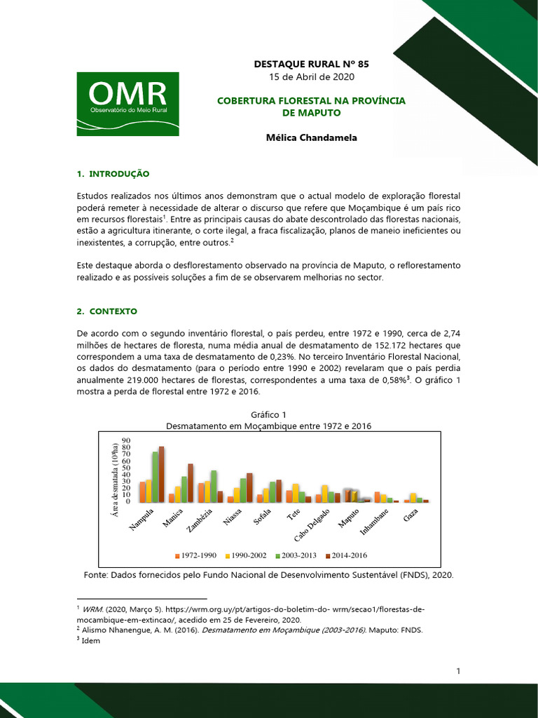 Desmatamento e Cobertura Florestal em Maputo | PDF | Desmatamento ...