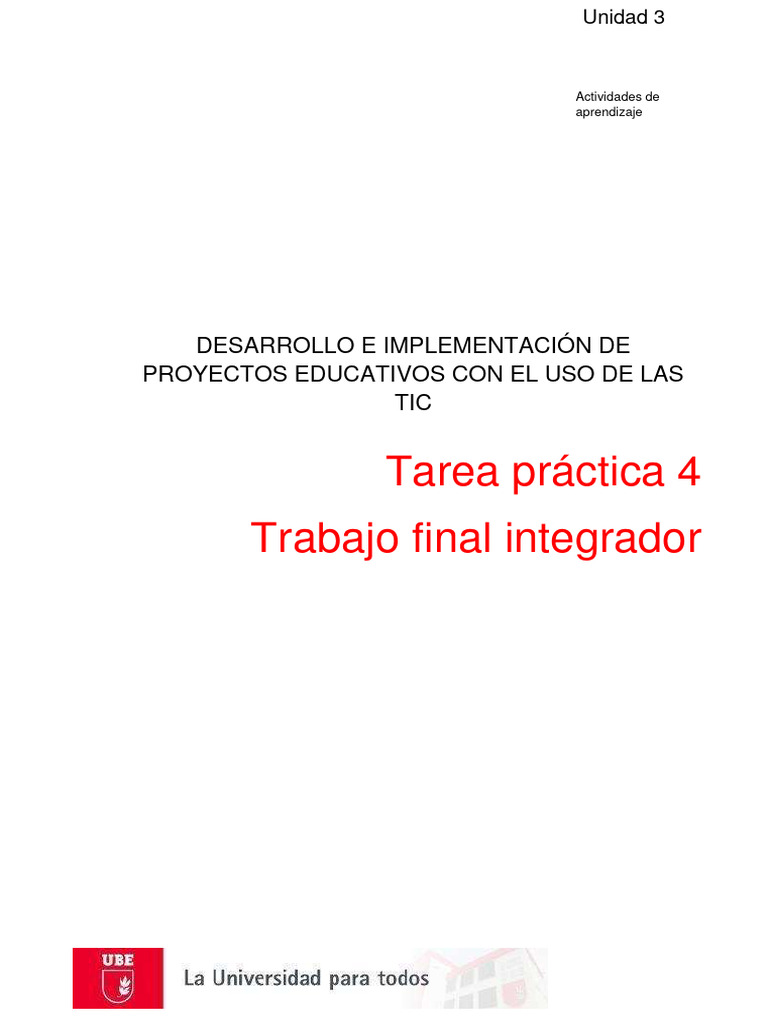 Tarea Practica Integradora Final | PDF | Evaluación | Aprendizaje