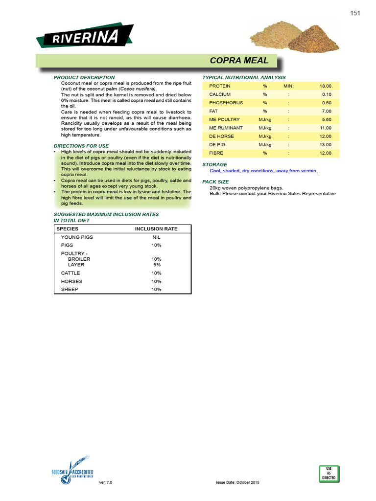 COPRA_MEAL_fact_sheet | PDF | Coconut