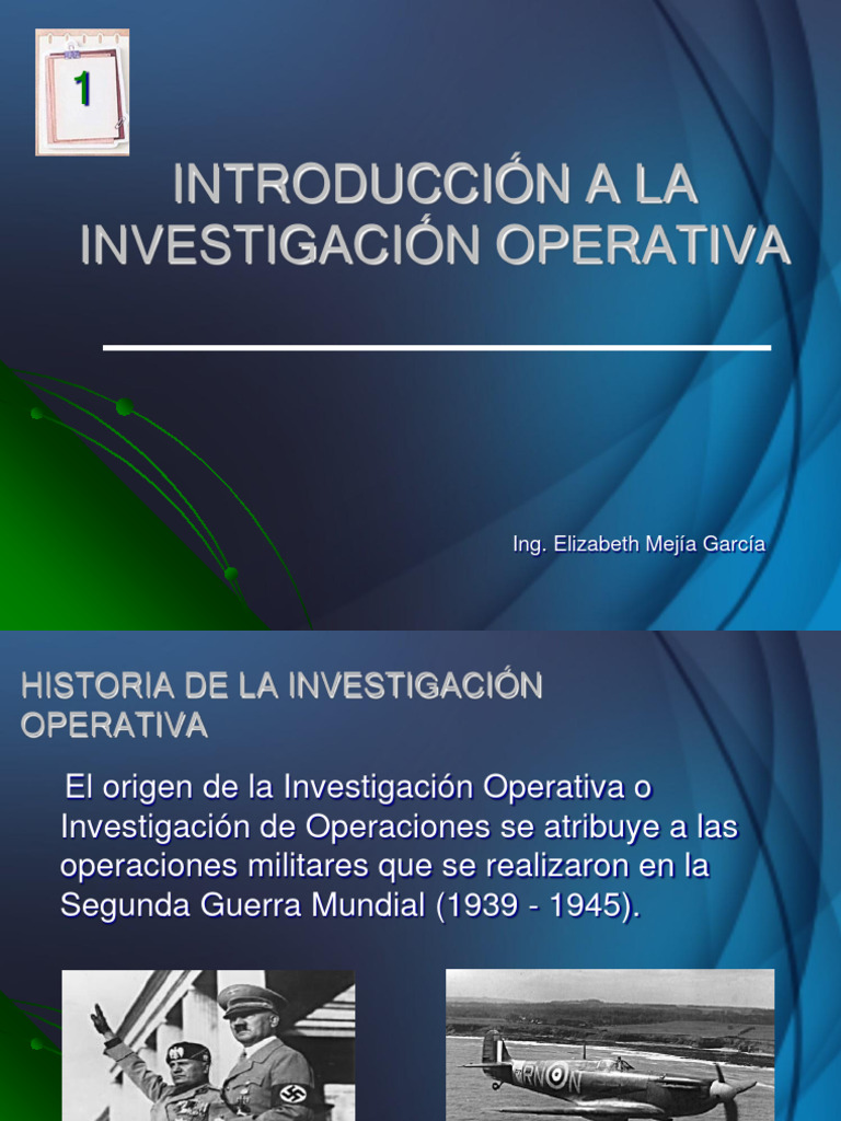Presentacion Tema 1 Introduccion A La Investigacion Operativa | PDF ...