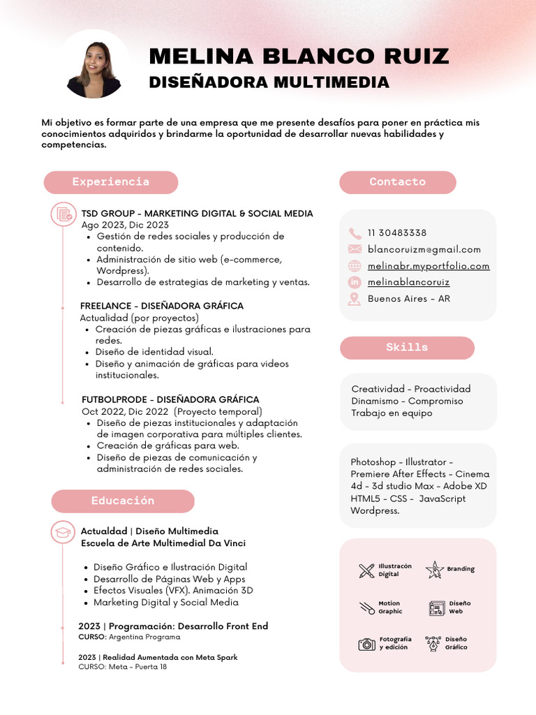 CV Melina Blanco Ruiz | PDF | Diseño gráfico | Diseño