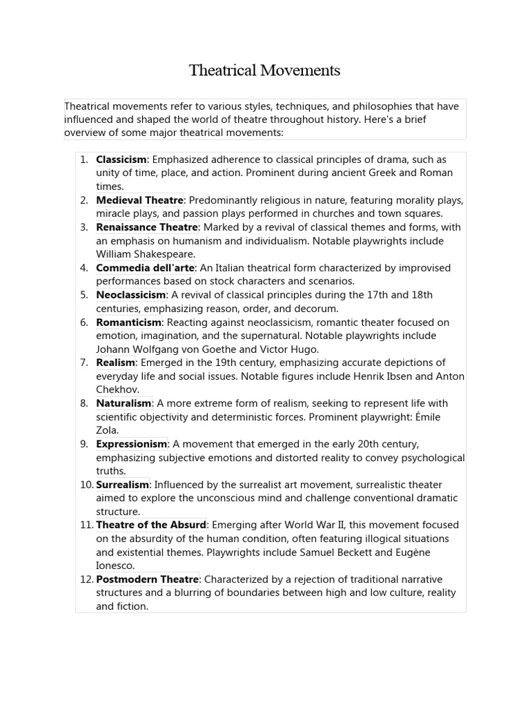 Theatrical Movements | PDF | Art | History