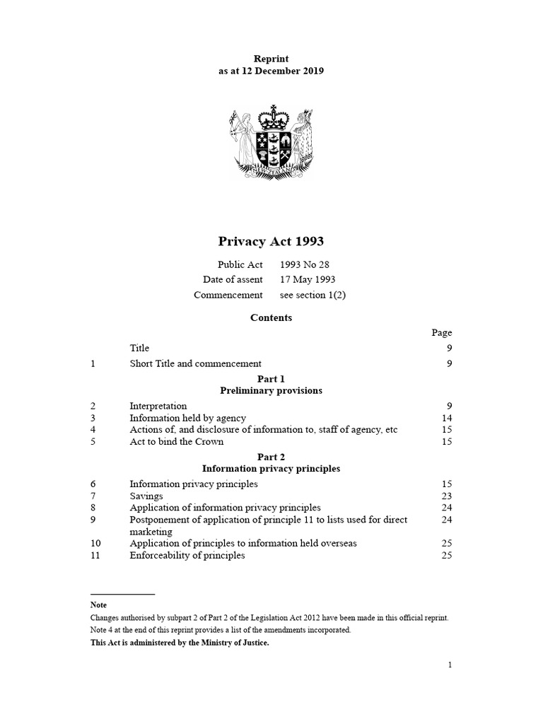 New Zealand - Privacy Act 1993 | PDF