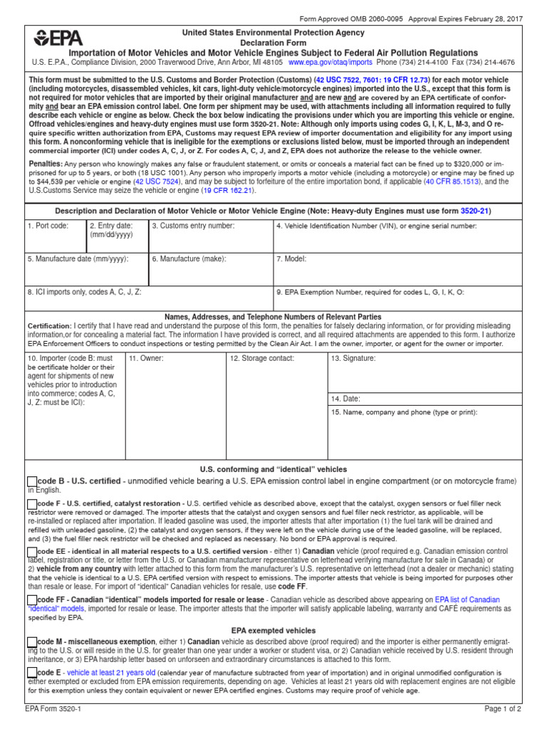 EPA Form | PDF | United States Environmental Protection Agency ...