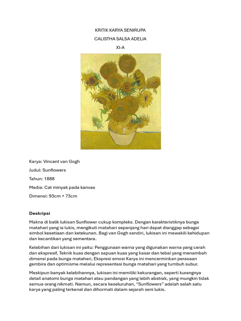 Kritik Karya Seni Calstha XI-A | PDF
