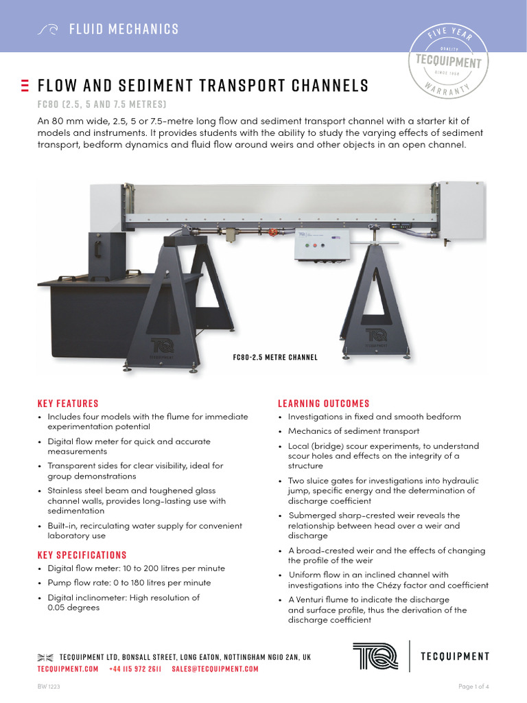 FC80 All Lengths Flow and Sediment Transport Datasheet | PDF