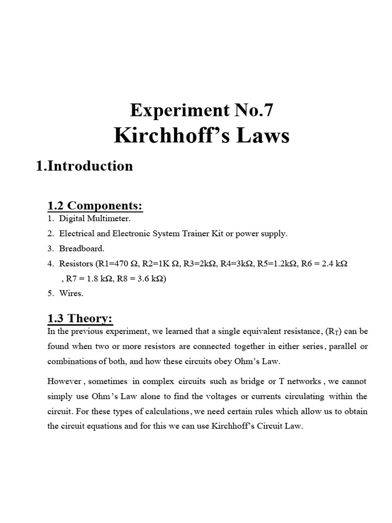 Kirchhoff's Laws | PDF | Electrical Network | Voltage