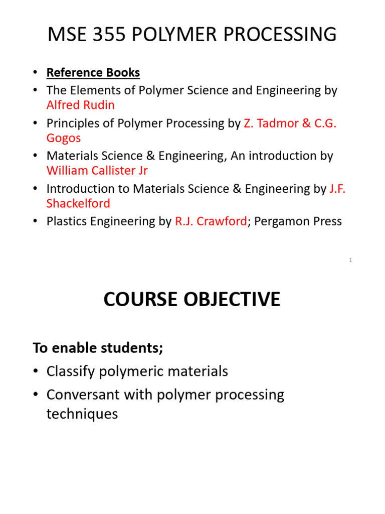 Polymer Processing 1 | PDF | Copolymer | Polymers