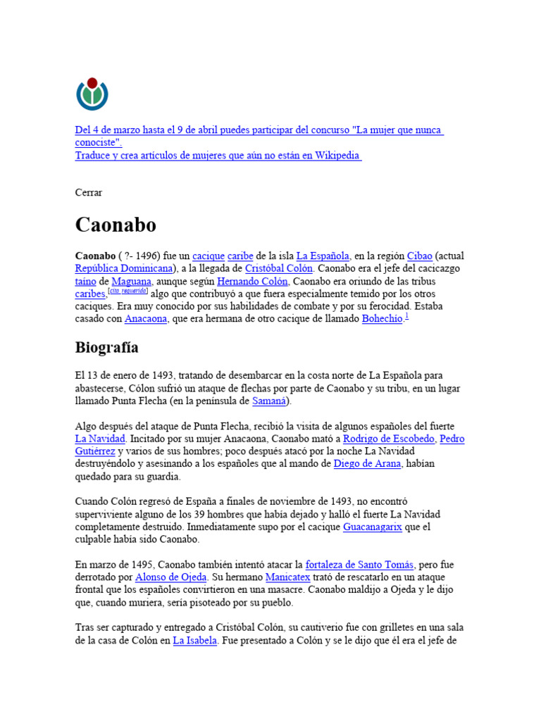 Cacique Caonabo-Caribe | PDF