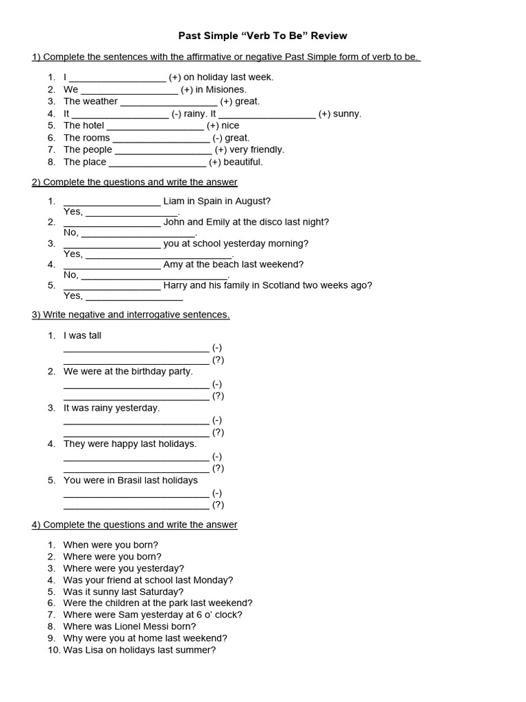 Past Simple Verb To Be, Past Simple Other Verbs Review | PDF | Language ...
