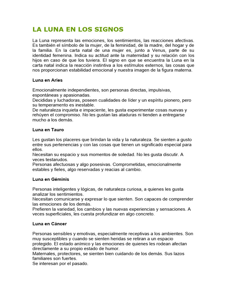 La Luna en Los Signos | PDF
