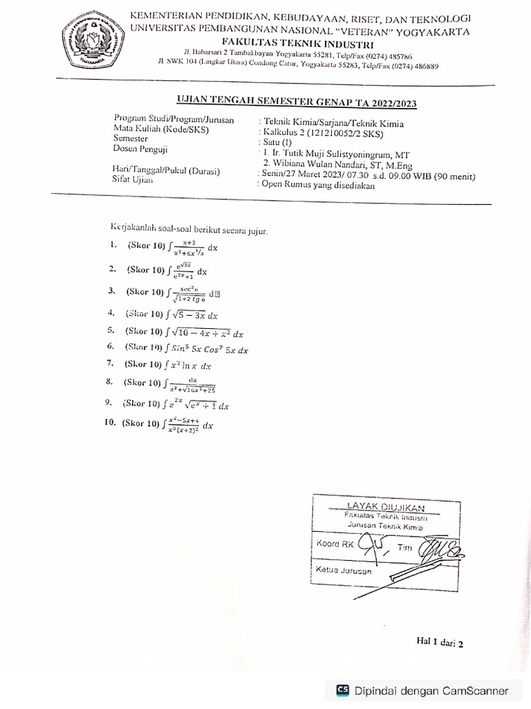 UTS - Kalkulus 2 - 2022 | PDF