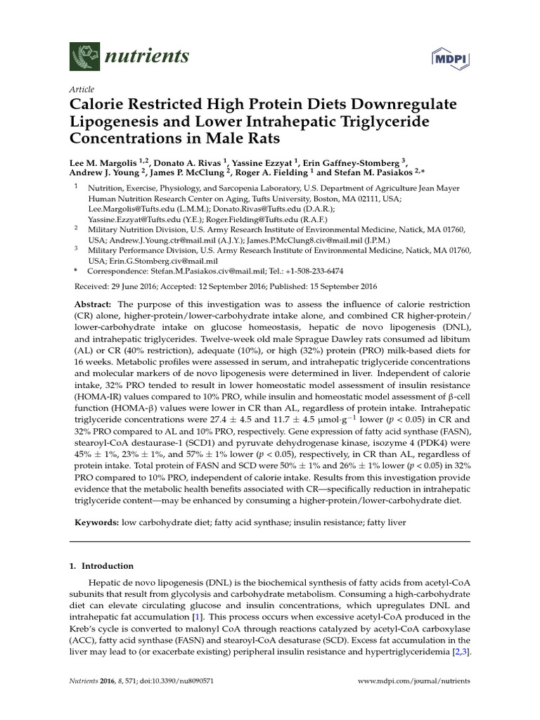 Calorie Restricted High Protein Diets | Download Free PDF | Dieting ...
