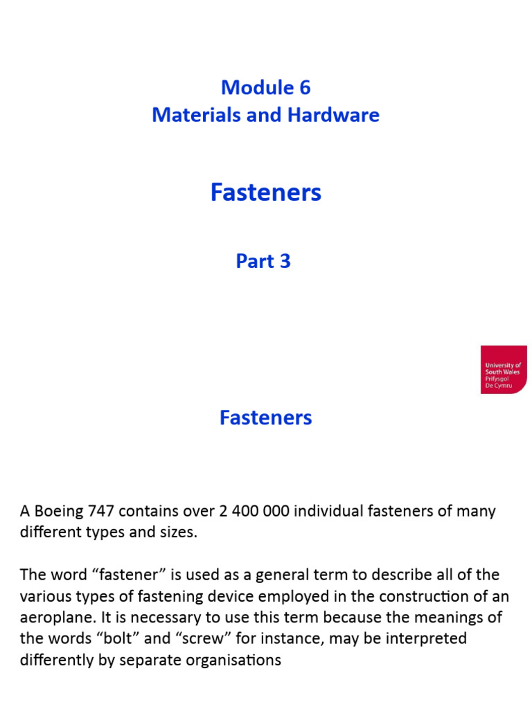 Module 6-5 Fasteners Pt3 Presentation | PDF | Screw | Nut (Hardware)