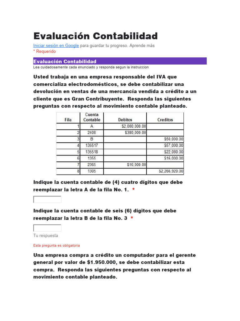 Evaluación Contabilidad | PDF | Contabilidad | Business