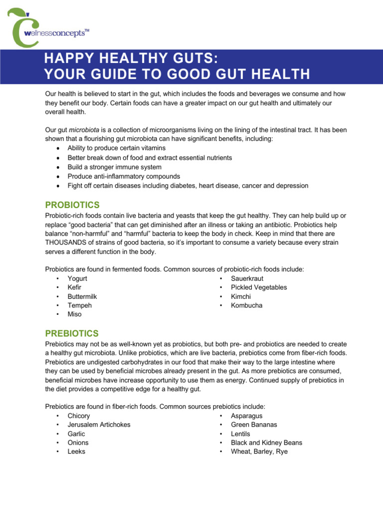 Gut Health Handout | PDF | Wellness | Science & Mathematics