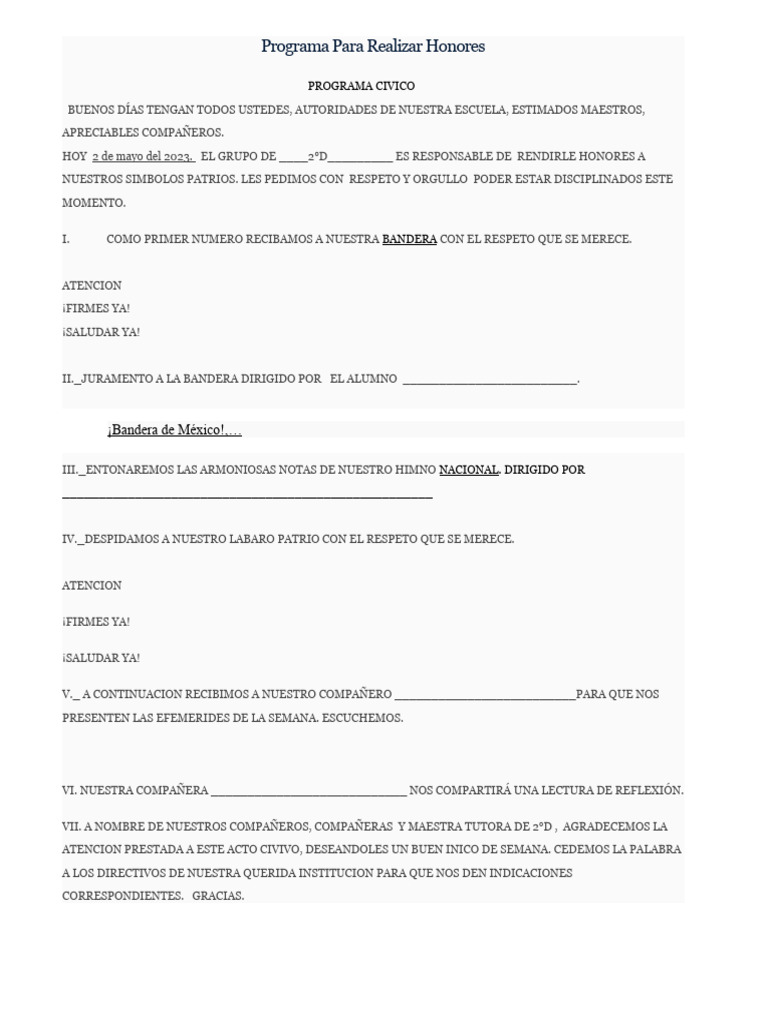 Programa para Realizar Honores | PDF