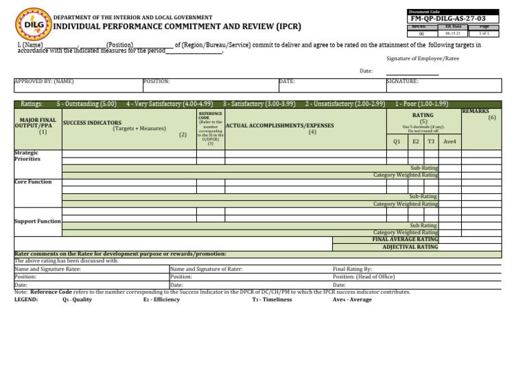 Fm-Qp-Dilg-As-27-03 - (Ipcr) | PDF