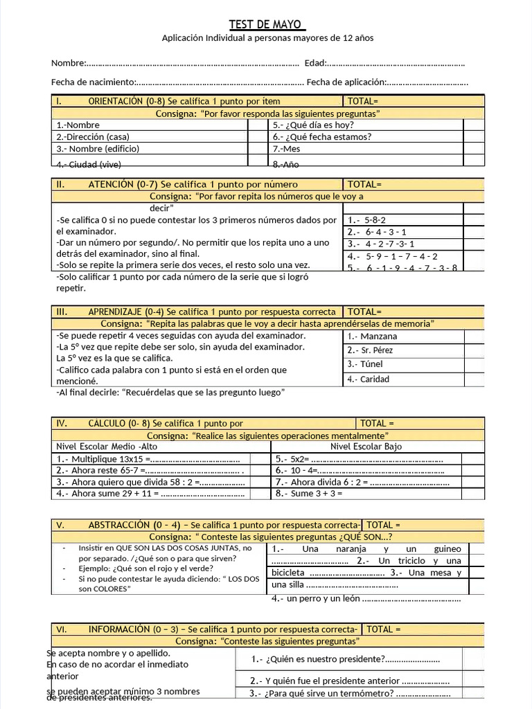 Test de Mayo | PDF
