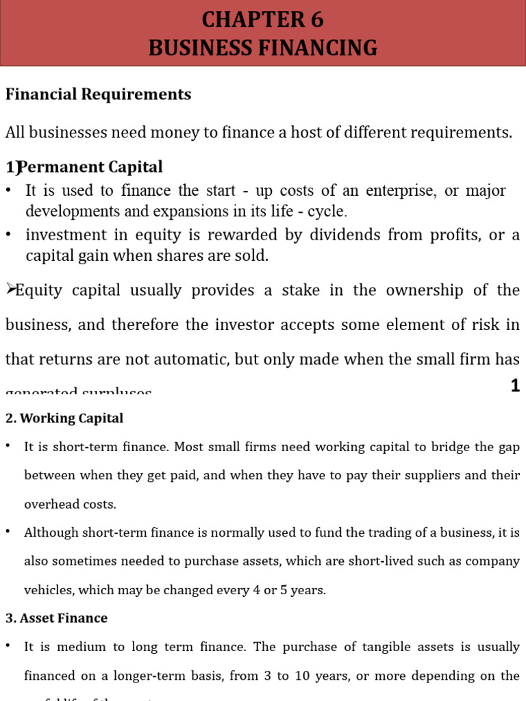 Financial Requirements | PDF | Lease | Loans