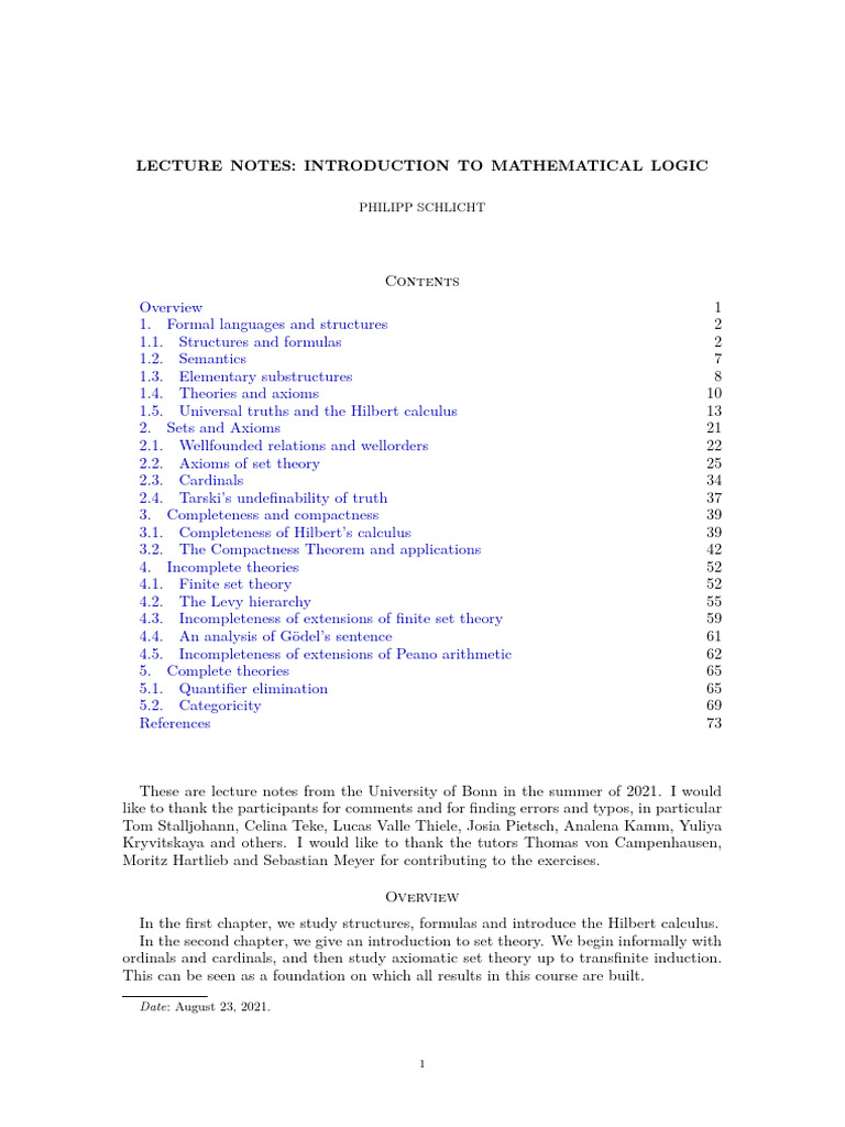 Introduction To Mathematical Logic | Download Free PDF | Mathematical Logic | Axiom