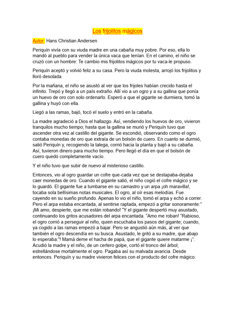 Los Frijolitos Mágicos Pdf