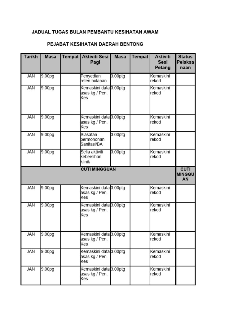 Jadual Pka Pra Bakas 2023 | PDF