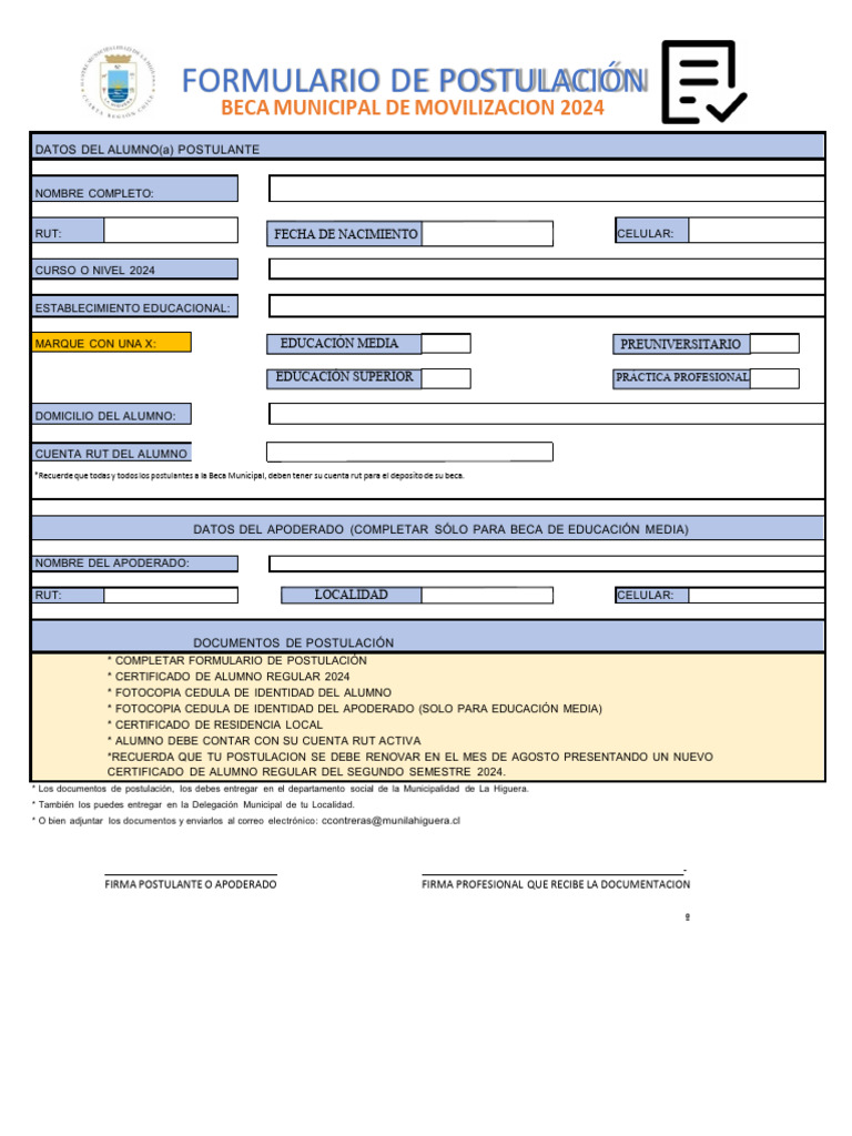 Formulario Beca Municipal 2024 Actualizado | PDF | Control de acceso | Autenticación
