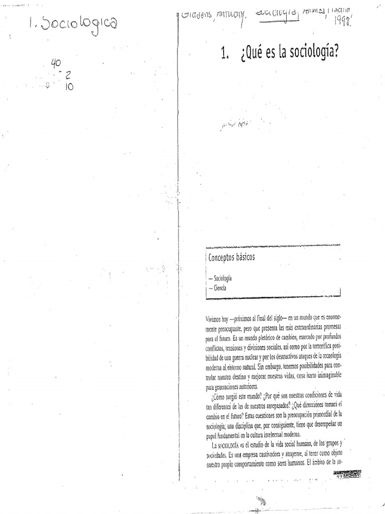 Giddens Qué Es La Sociología | PDF