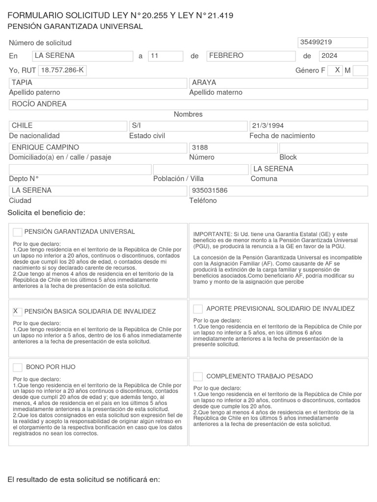 Documento Solicitud | PDF