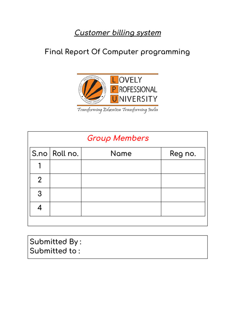 Customer Billing System | PDF | Menu | Customer