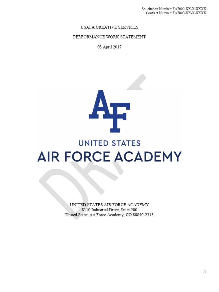 USAFA Creative Services PWS 3 April - DRAFT | PDF | Employment