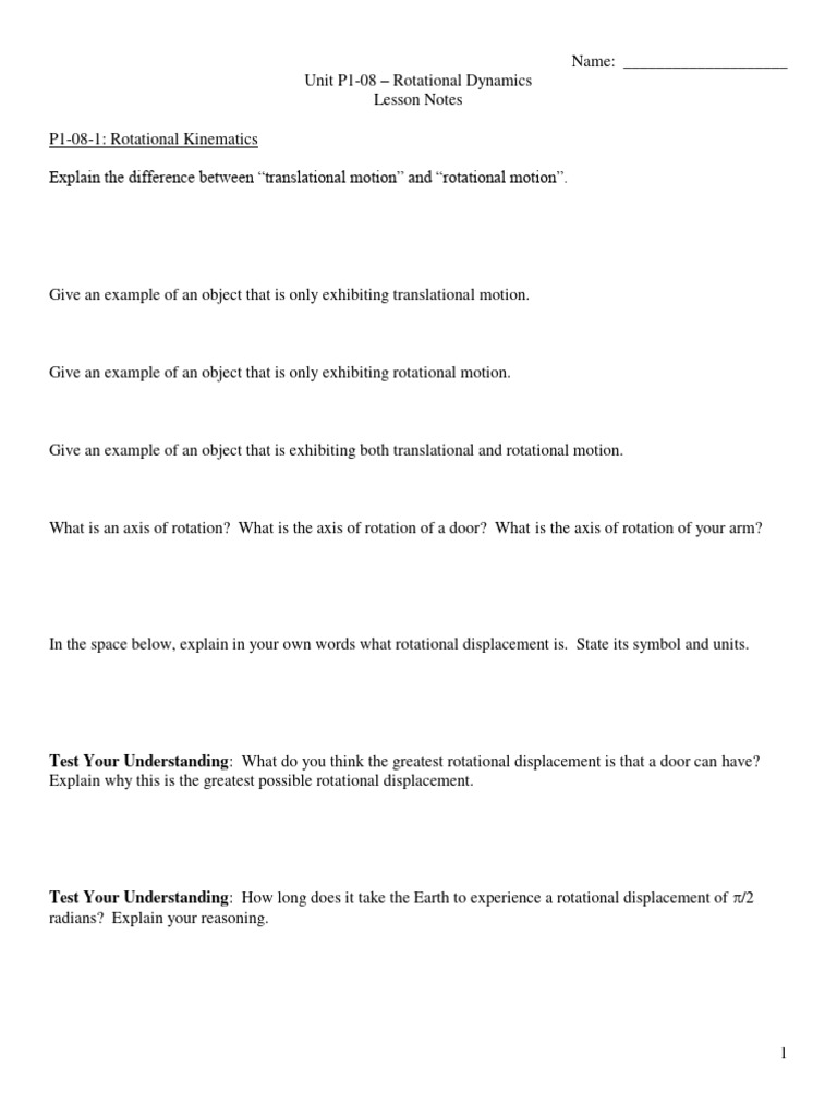 Test Your Understanding: What Do You Think The Greatest Rotational ...