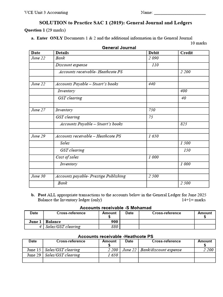 Solutions To Practice Test 1 2019 | PDF | Debits And Credits | Accounting