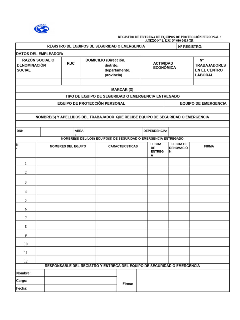 Formato de Entrega de Epp | PDF