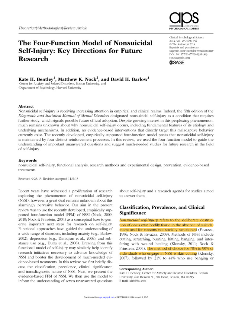 Bentley 2014 | PDF | Self Harm | Mental Disorder