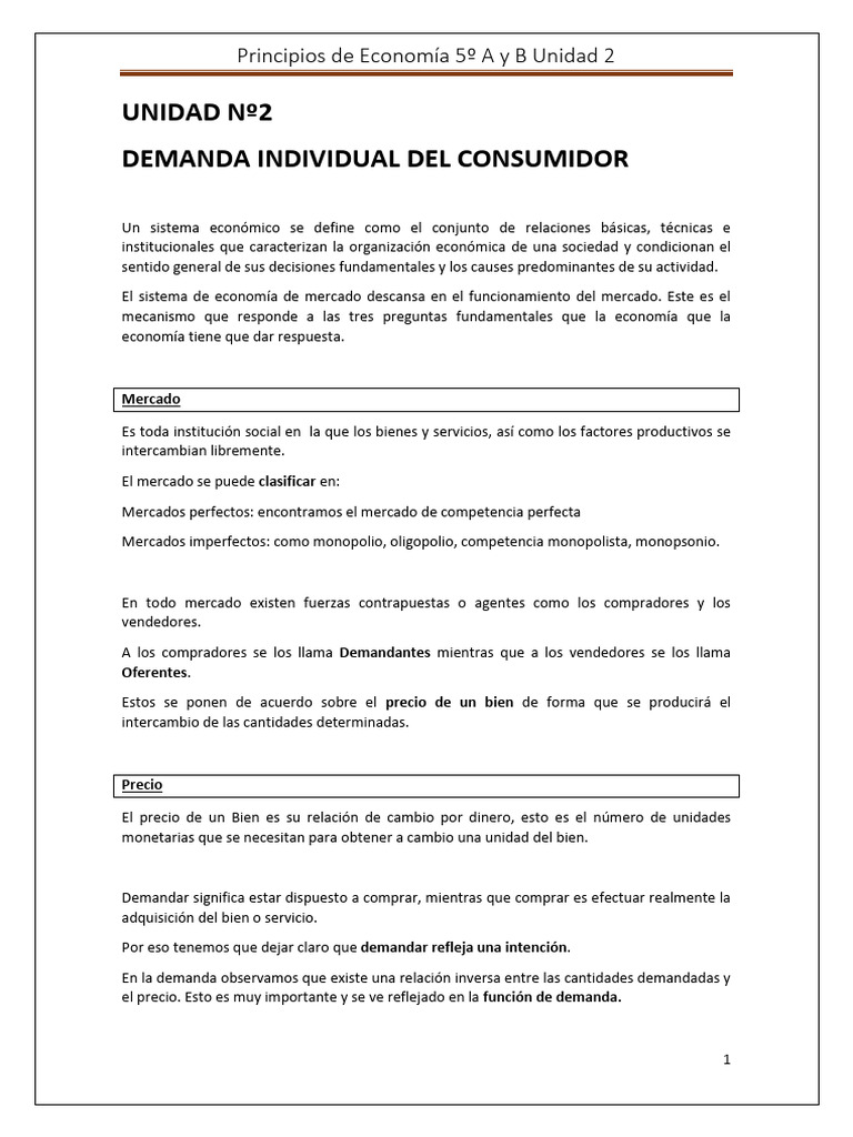 Demanda Individual y de Mercado. | PDF | Mercado (economía) | Monopolio
