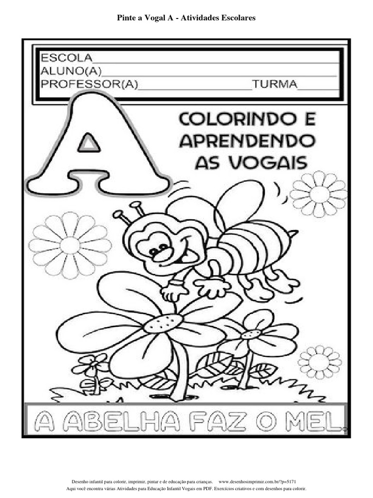 Atividades de Colorir: Vogal A | PDF | Artes Linguísticas e Disciplina ...