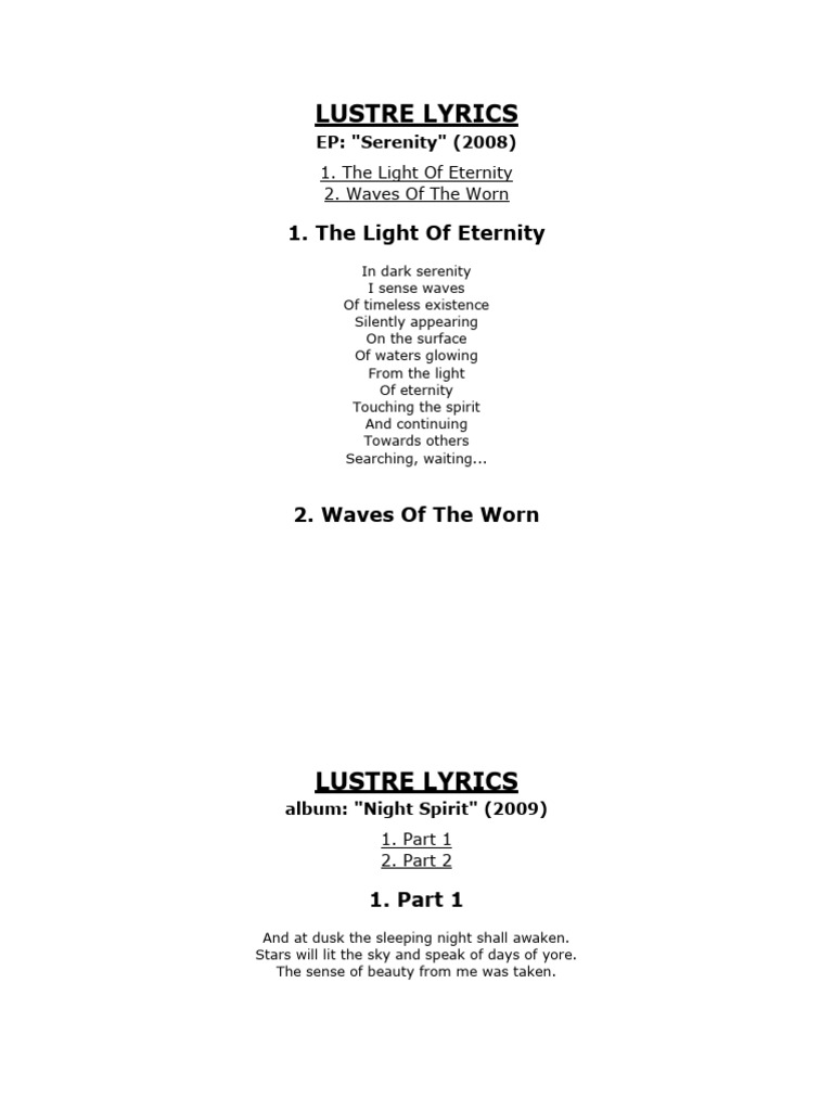 LUSTRE BAND LYRICS | PDF