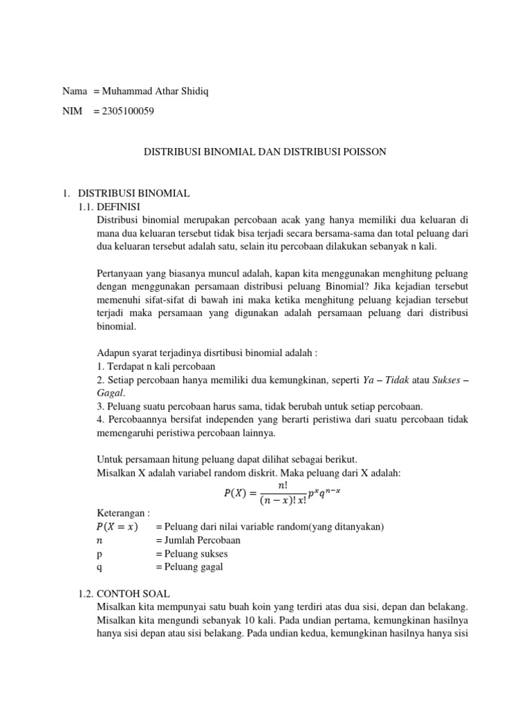 Distribusi Binomial dan Poisson: Penjelasan | PDF | Sains & Matematika