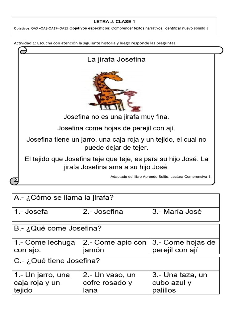 Letra J. Clase 1 | PDF | Language Arts & Discipline