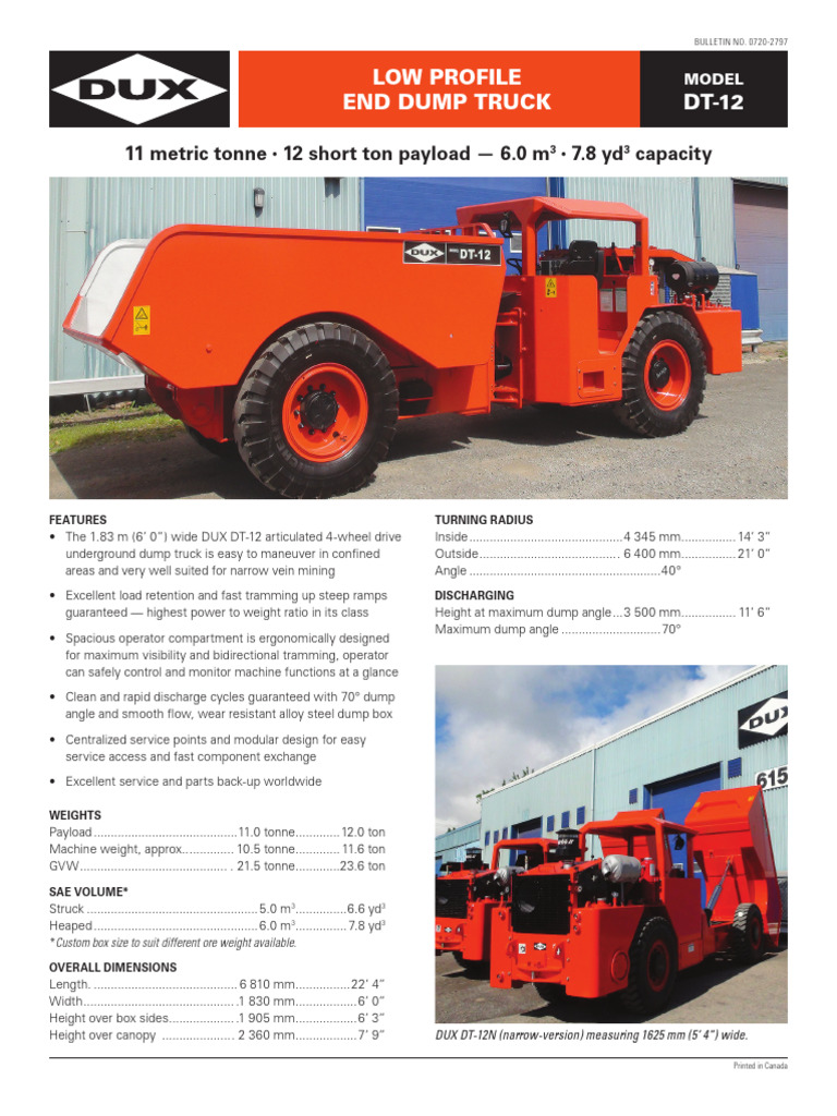 11 Metric Tonne 12 Short Ton Payload - 6.0 M 7.8 Yd Capacity | Download ...